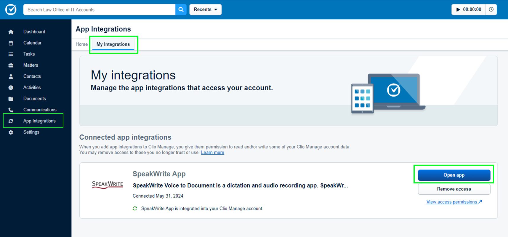 SpeakWrite Transcription With Clio Integration
